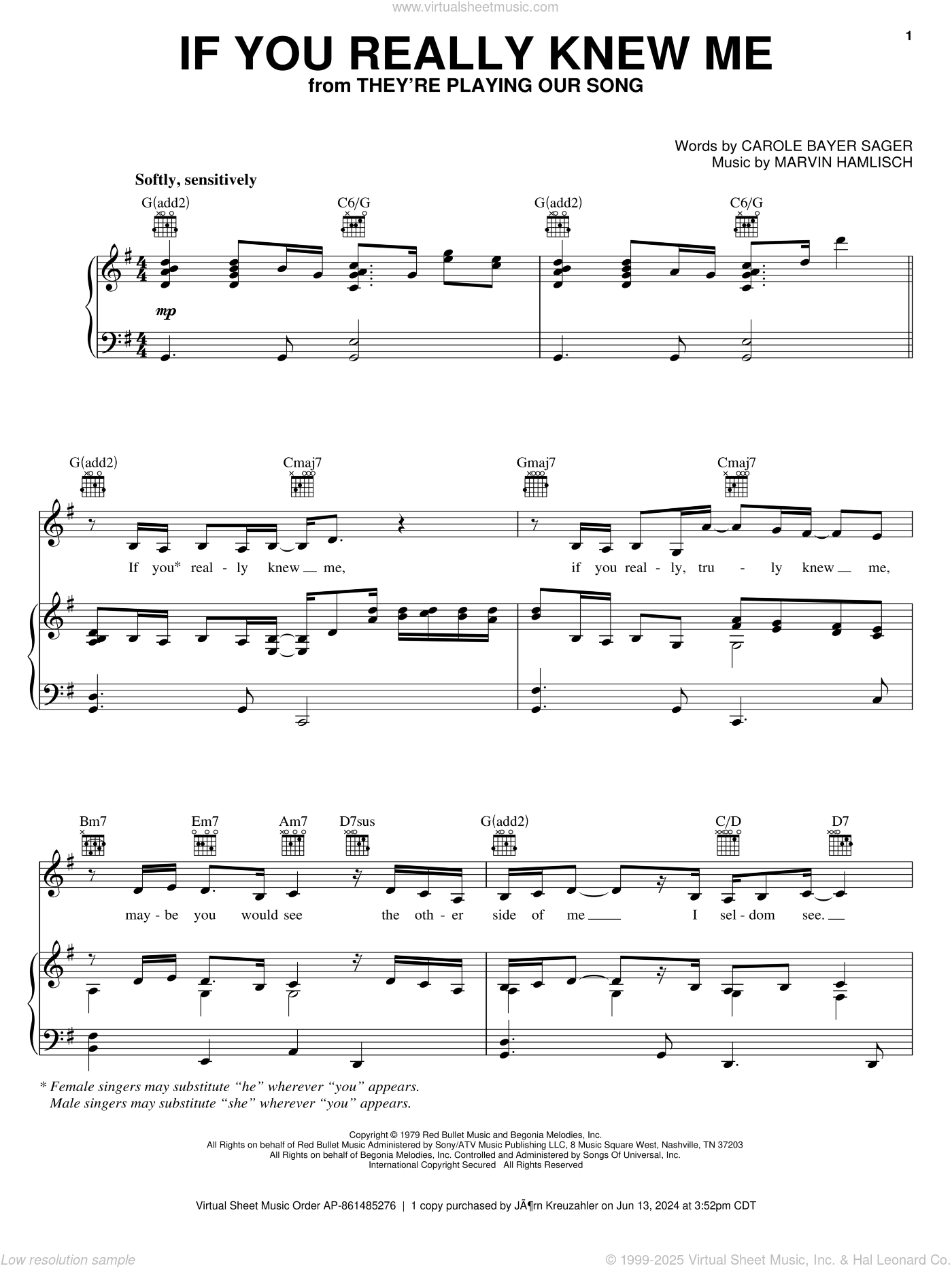 If You Really Knew Me sheet music for voice, piano or guitar