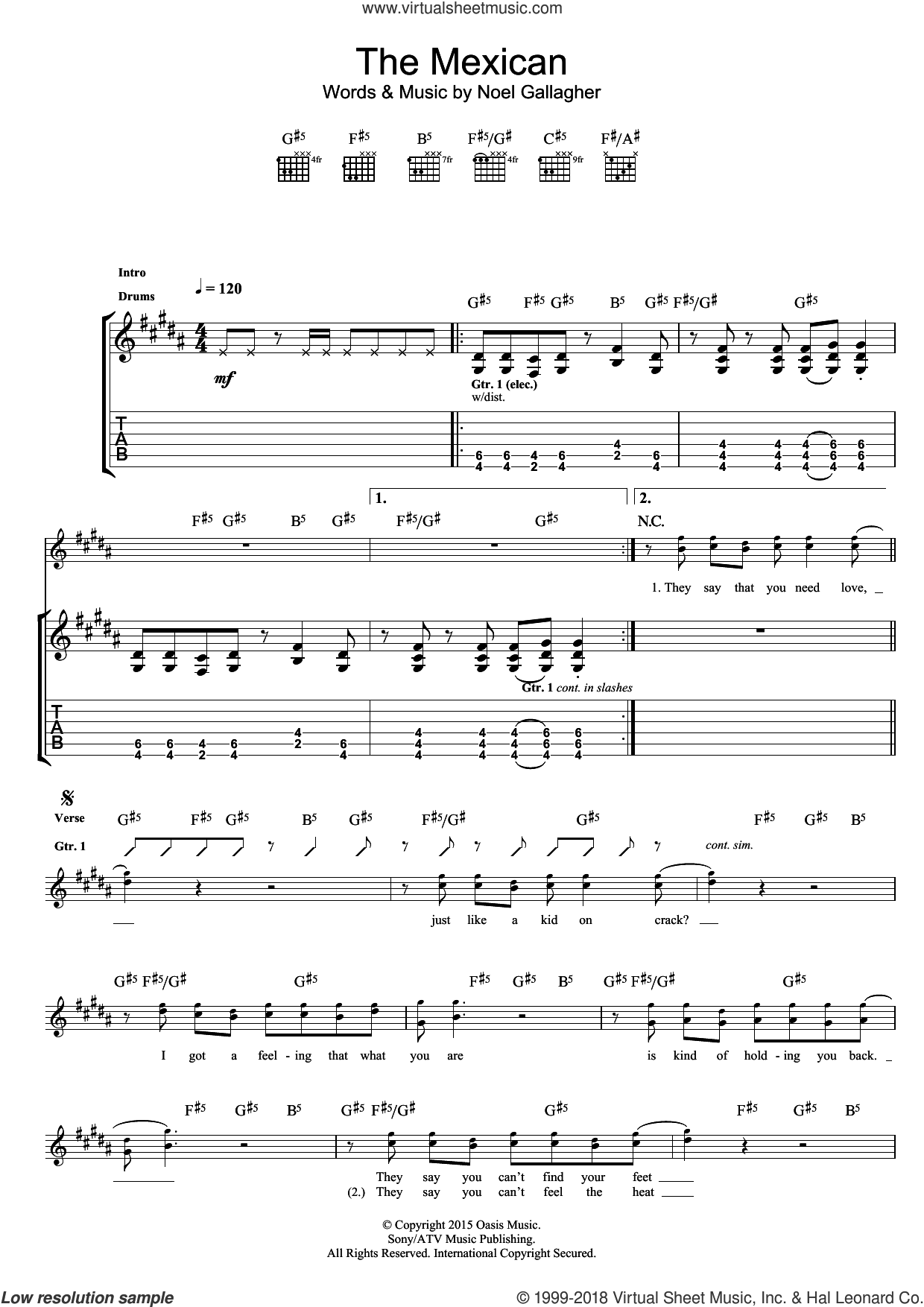 The Mexican sheet music for guitar (tablature) (PDF)