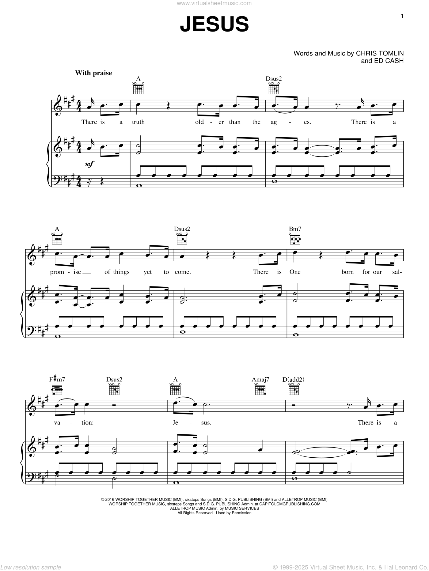 Jesus sheet music for voice, piano or guitar (PDF-interactive)