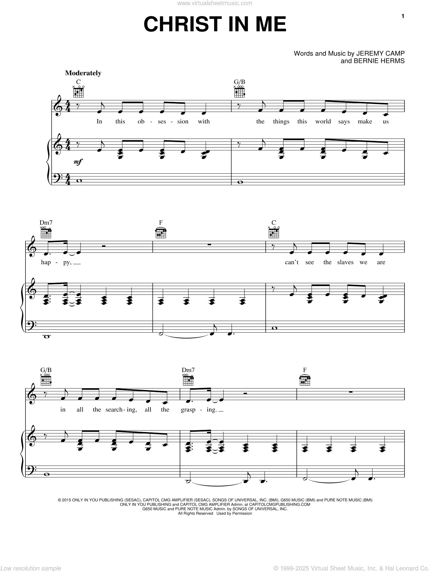 Christ In Me sheet music for voice, piano or guitar (PDF)