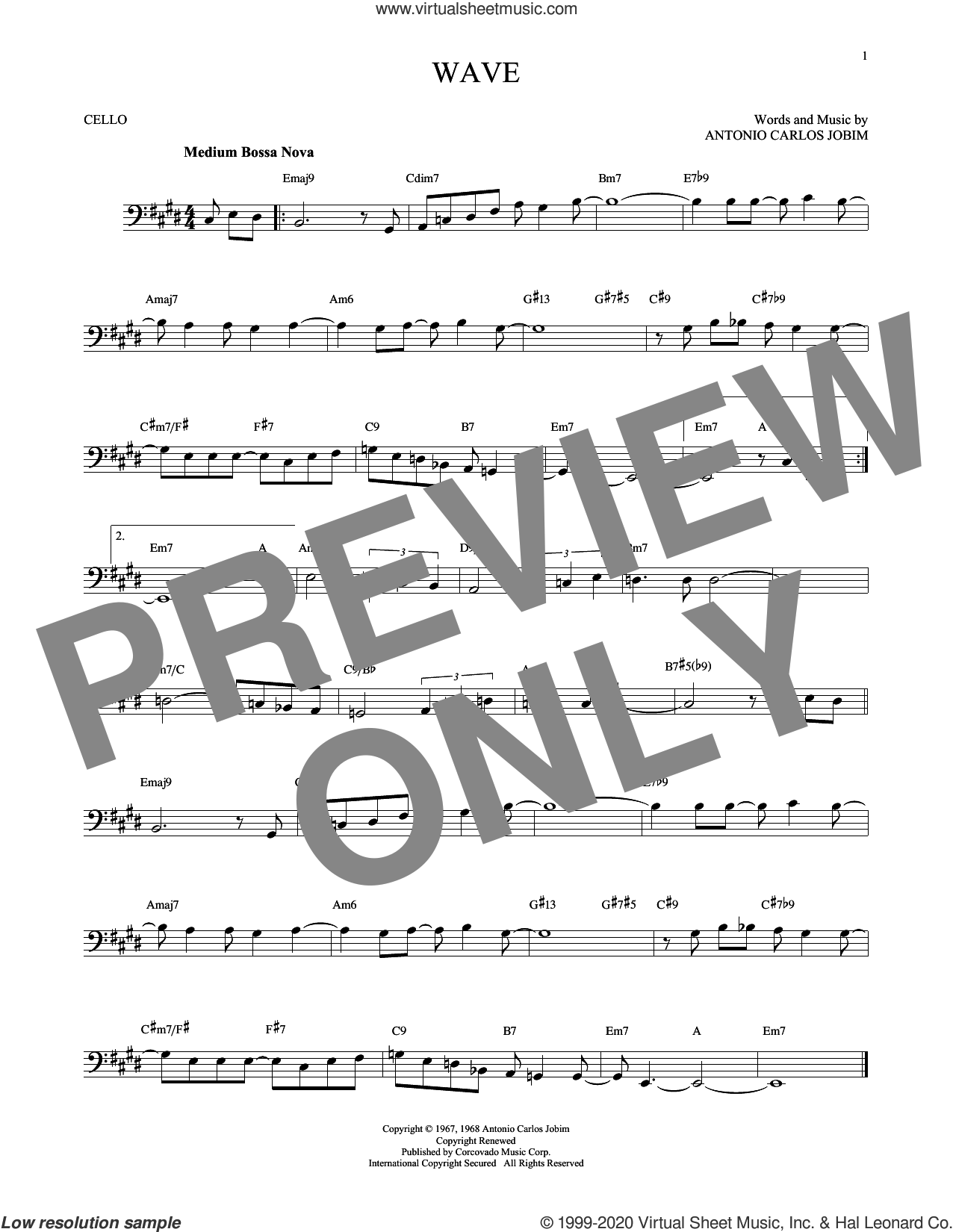 Wave sheet music for cello solo (PDF-interactive)