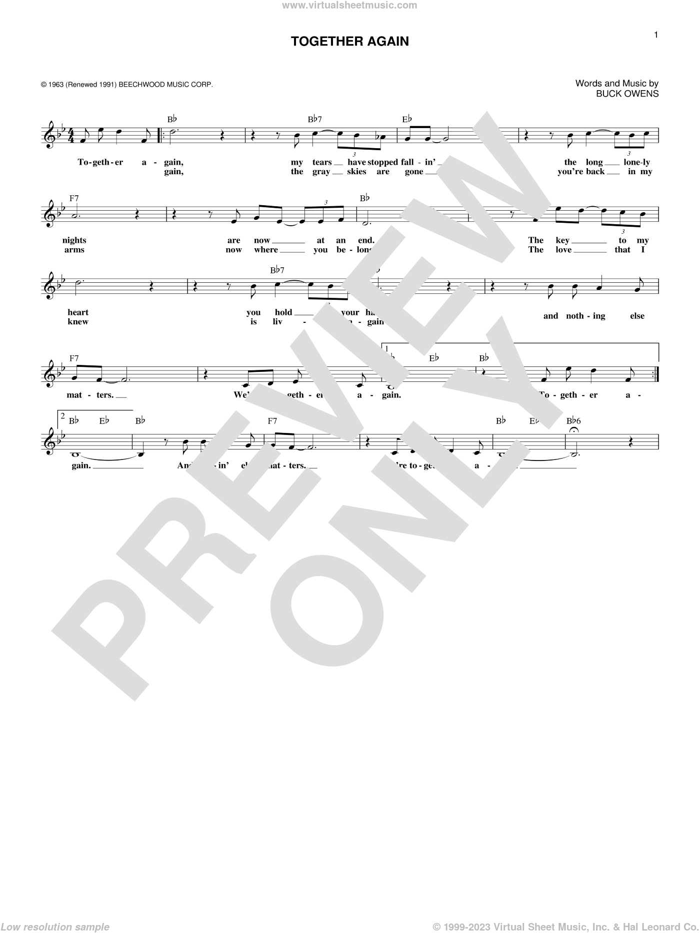 Buck Owens: Together Again sheet music (fake book) (PDF)