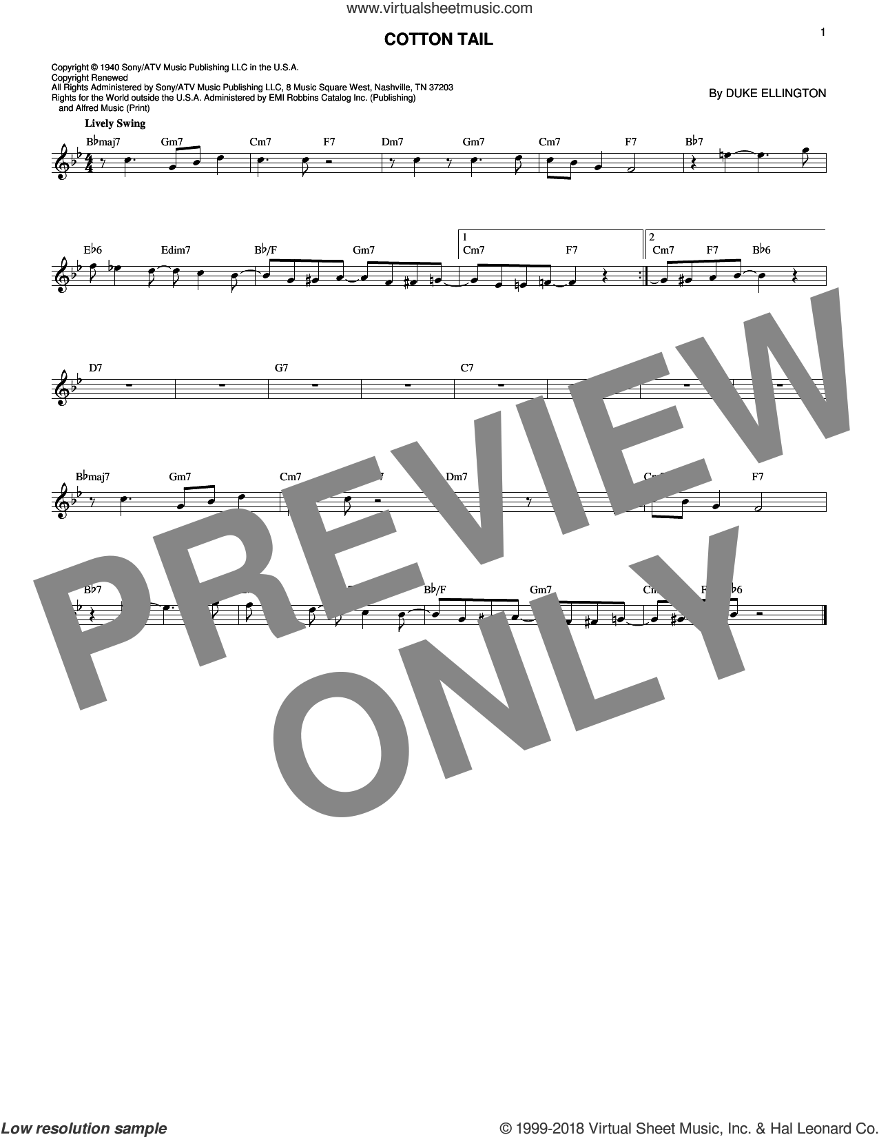 Cotton Tail sheet music (fake book) (PDF-interactive)