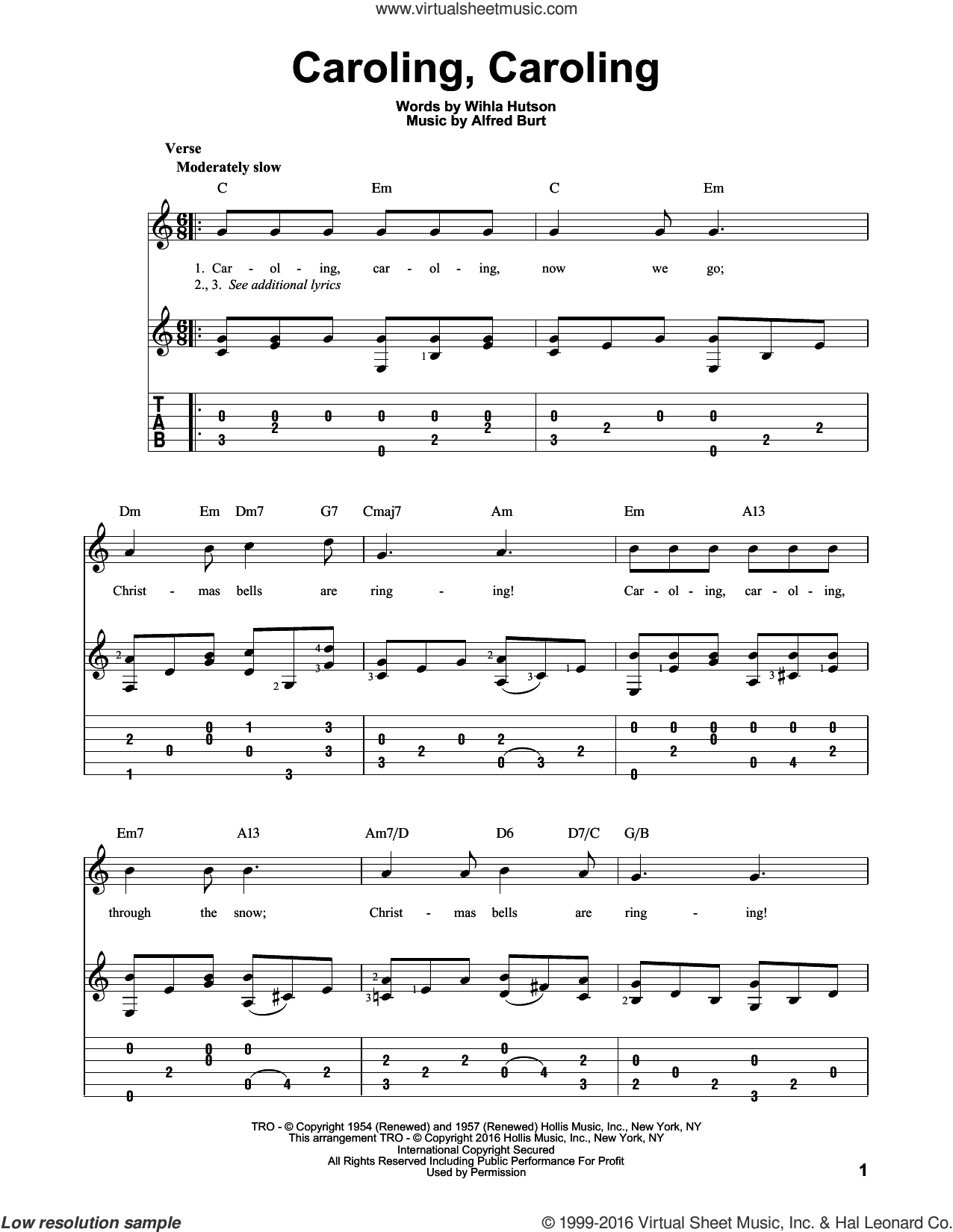 Caroling, Caroling sheet music for guitar solo (PDF)