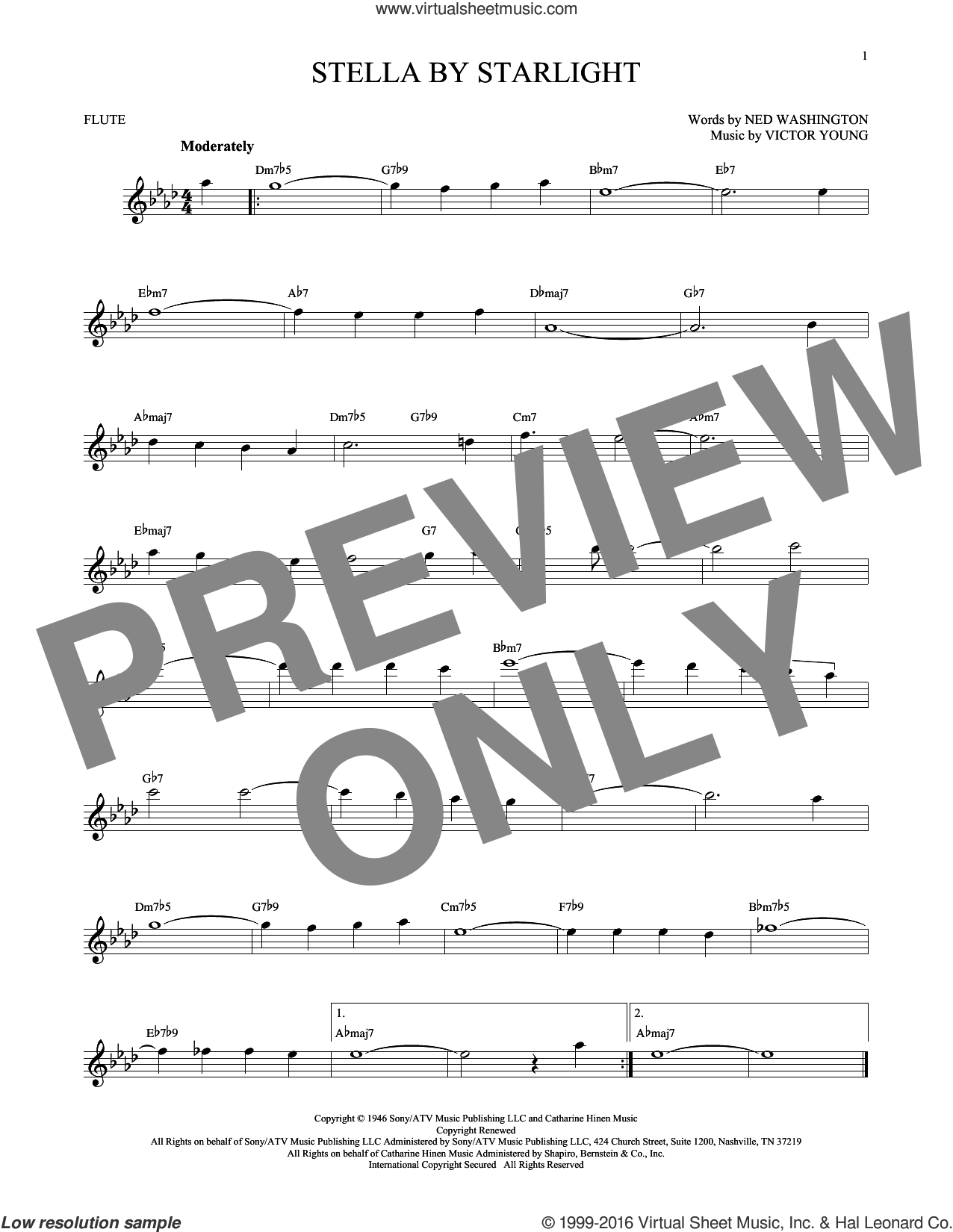 Stella By Starlight sheet music for flute solo (PDF-interactive)