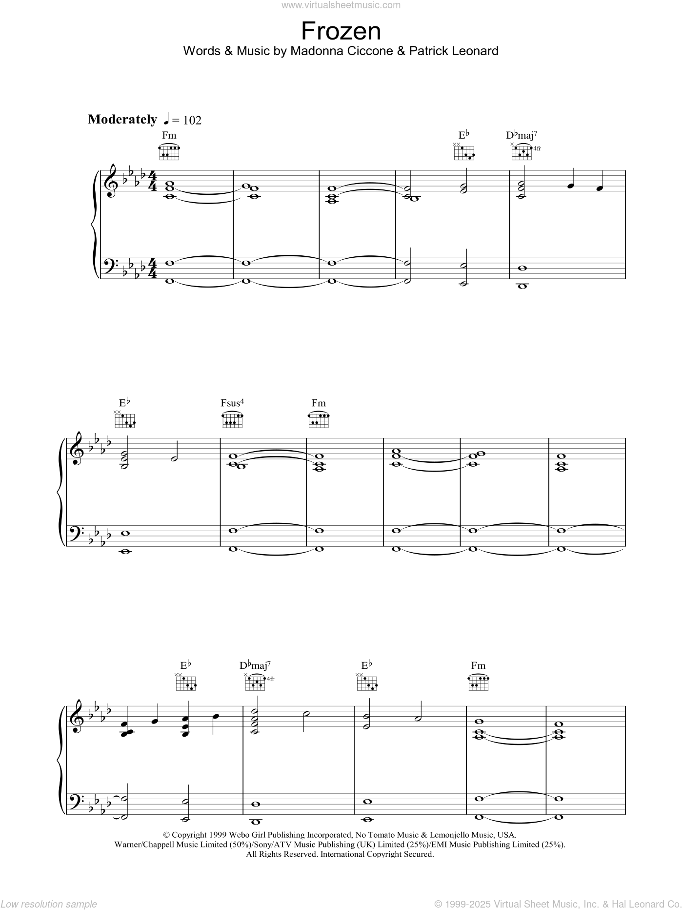 Frozen sheet music for voice, piano or guitar (PDF-interactive)