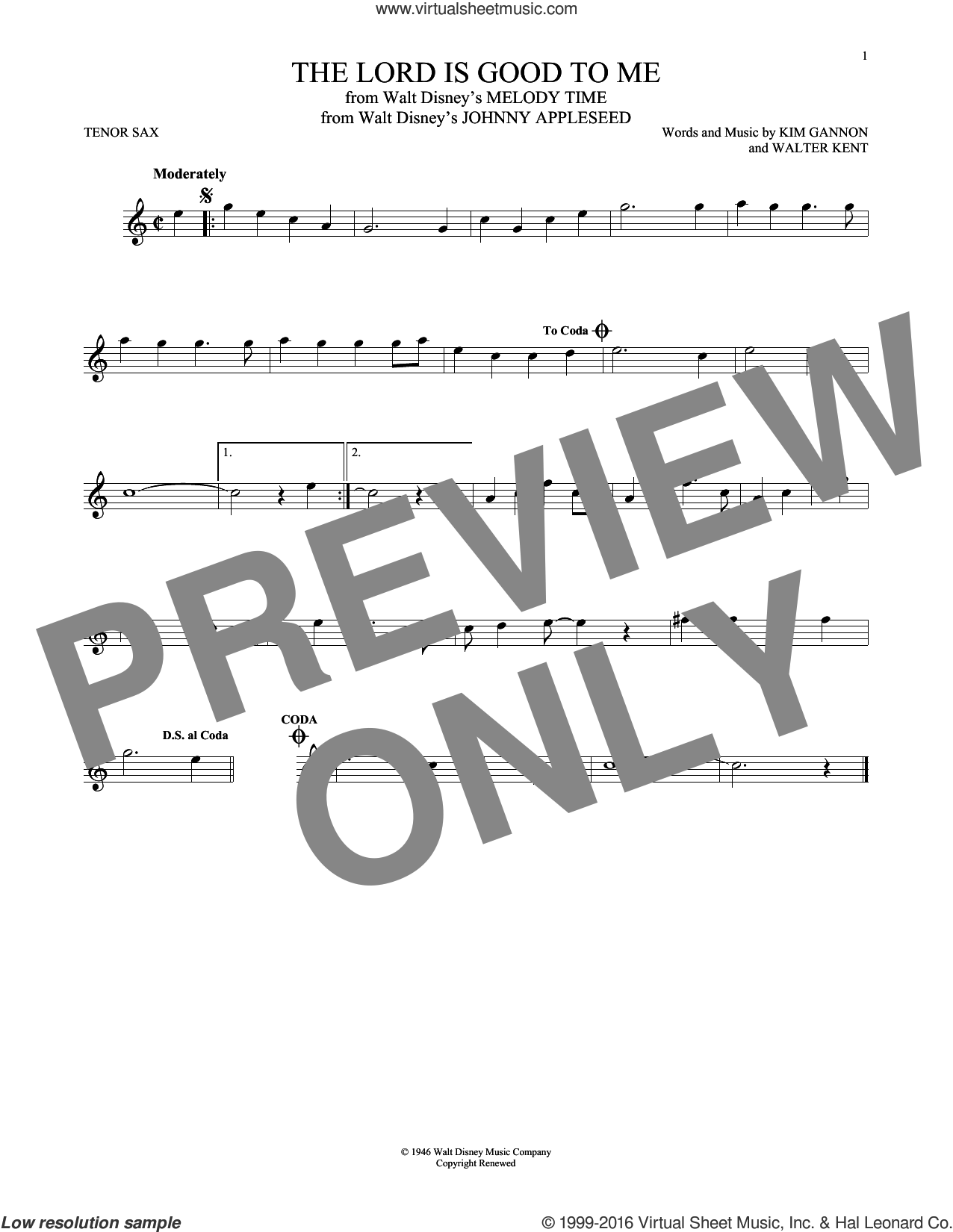 The Lord Is Good To Me (from Johnny Appleseed) sheet music for tenor ...