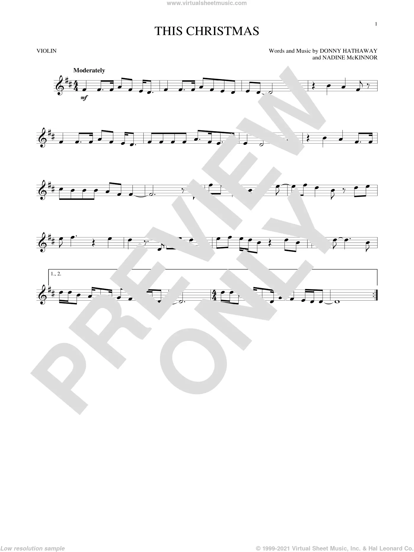 This Christmas sheet music for violin solo (PDF-interactive)