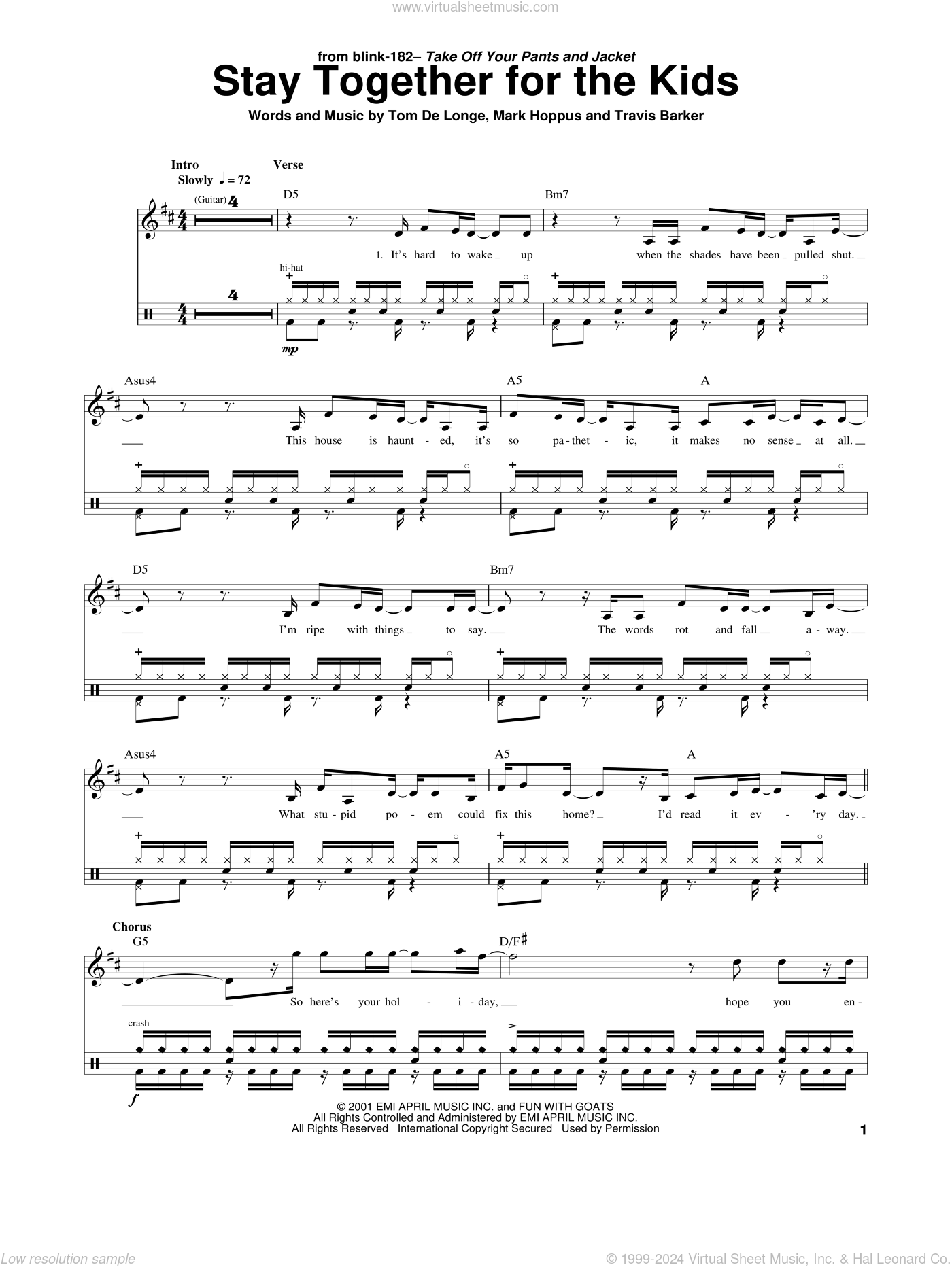 Stay Together For The Kids sheet music for drums (PDF)