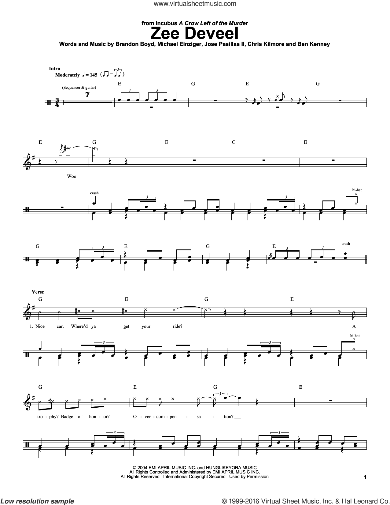 Zee Deveel sheet music for drums (PDF)
