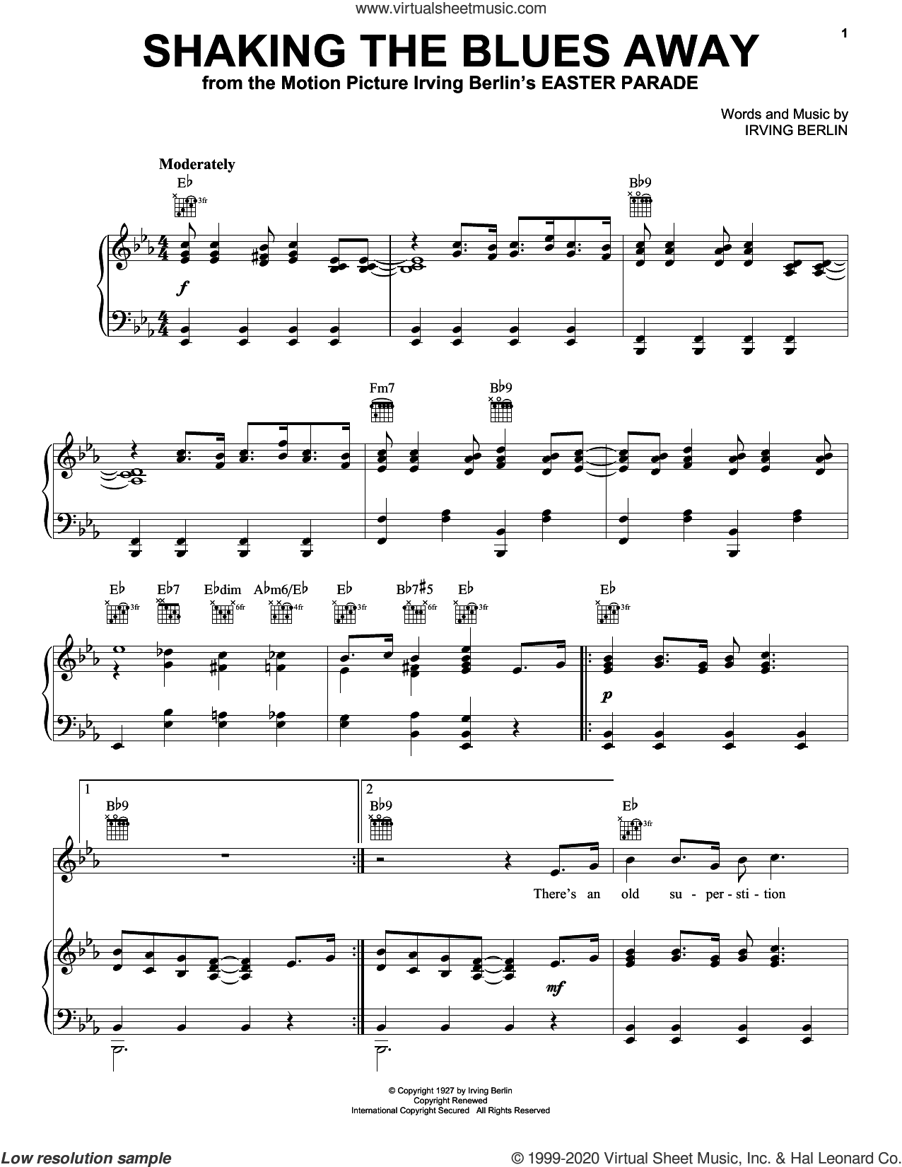 Shaking The Blues Away sheet music for voice, piano or guitar