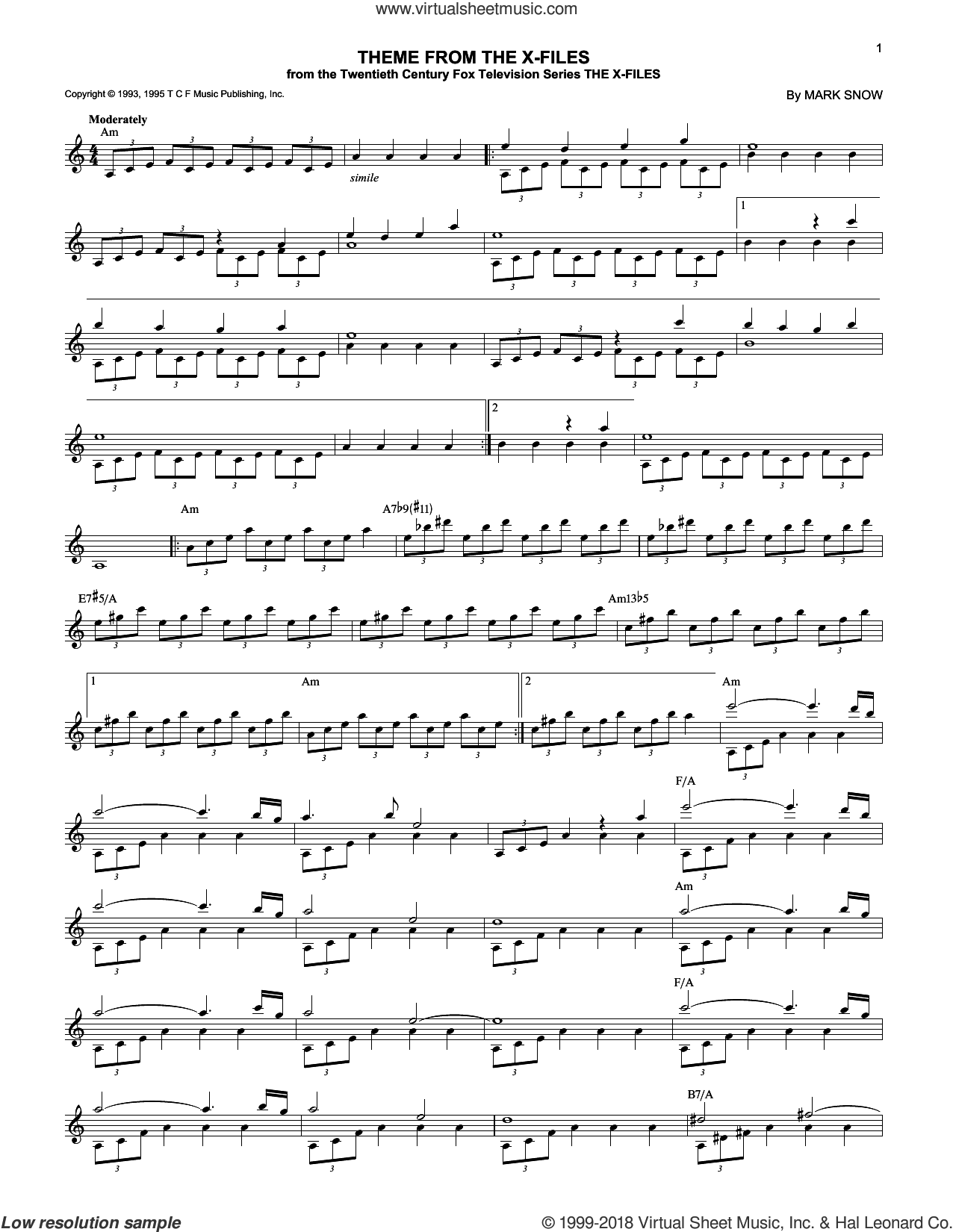 Theme From The X-Files sheet music (fake book) (PDF-interactive)