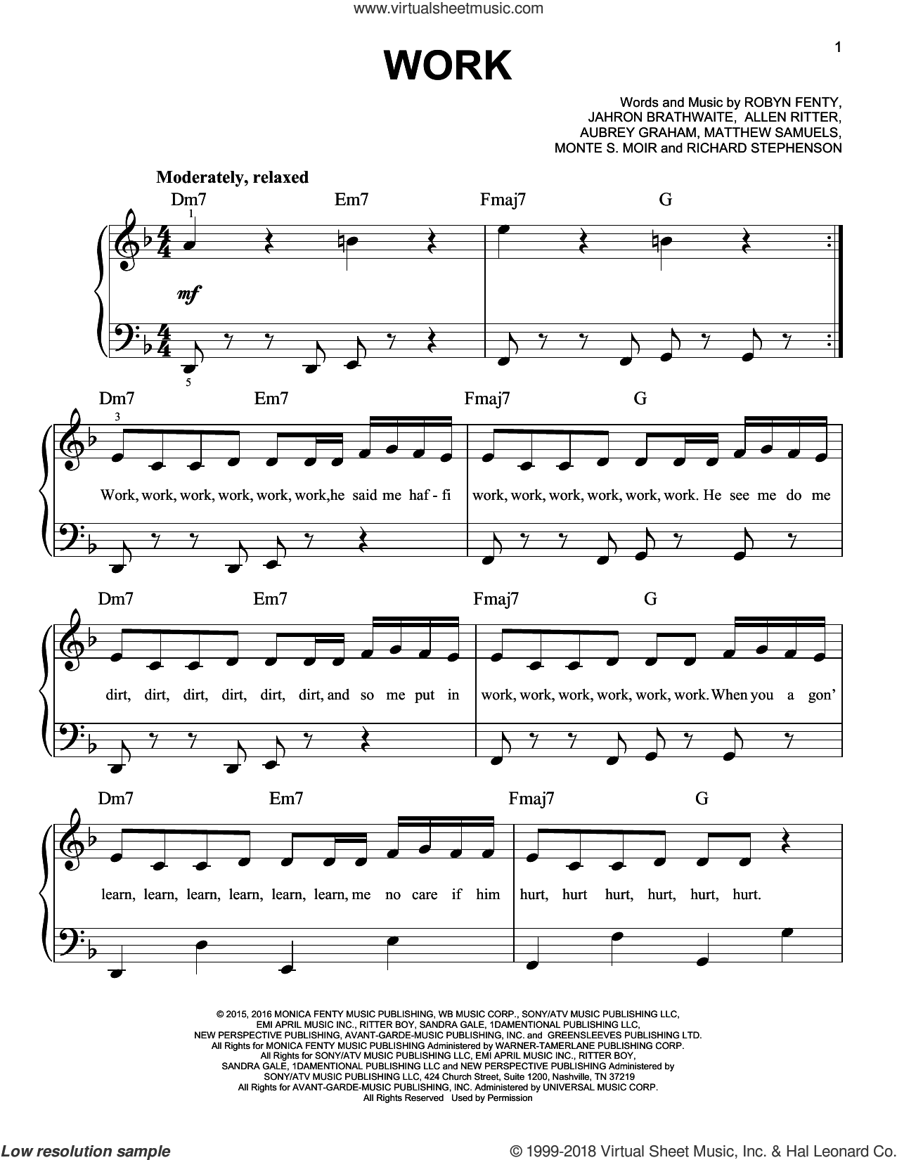 Work sheet music for piano solo (PDF-interactive)