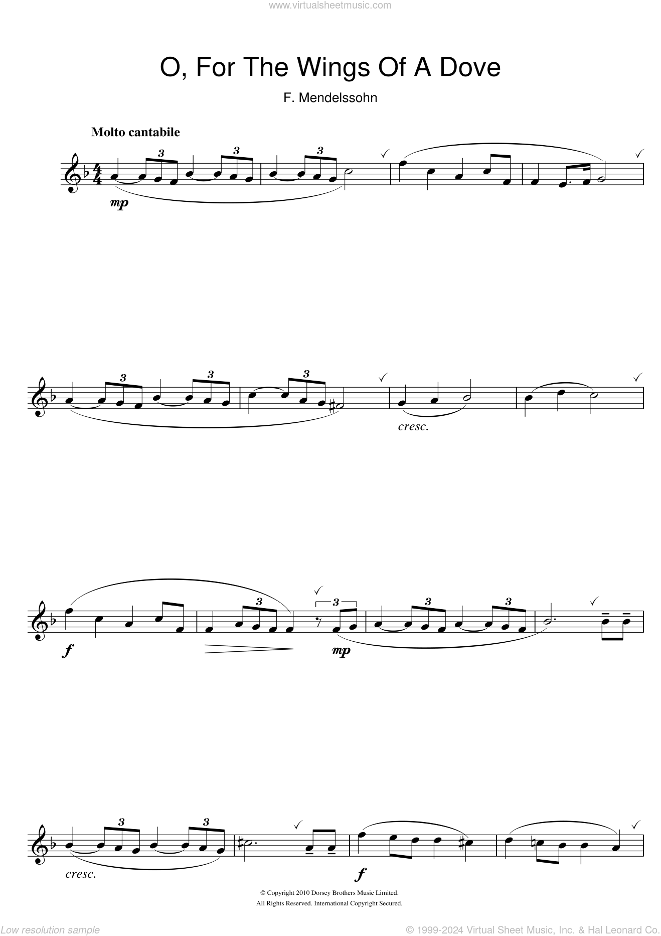 O For The Wings Of A Dove sheet music for flute solo (PDF)
