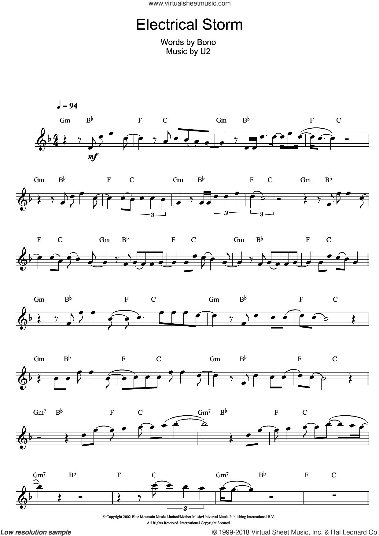 Electrical Storm sheet music for flute solo (PDF)