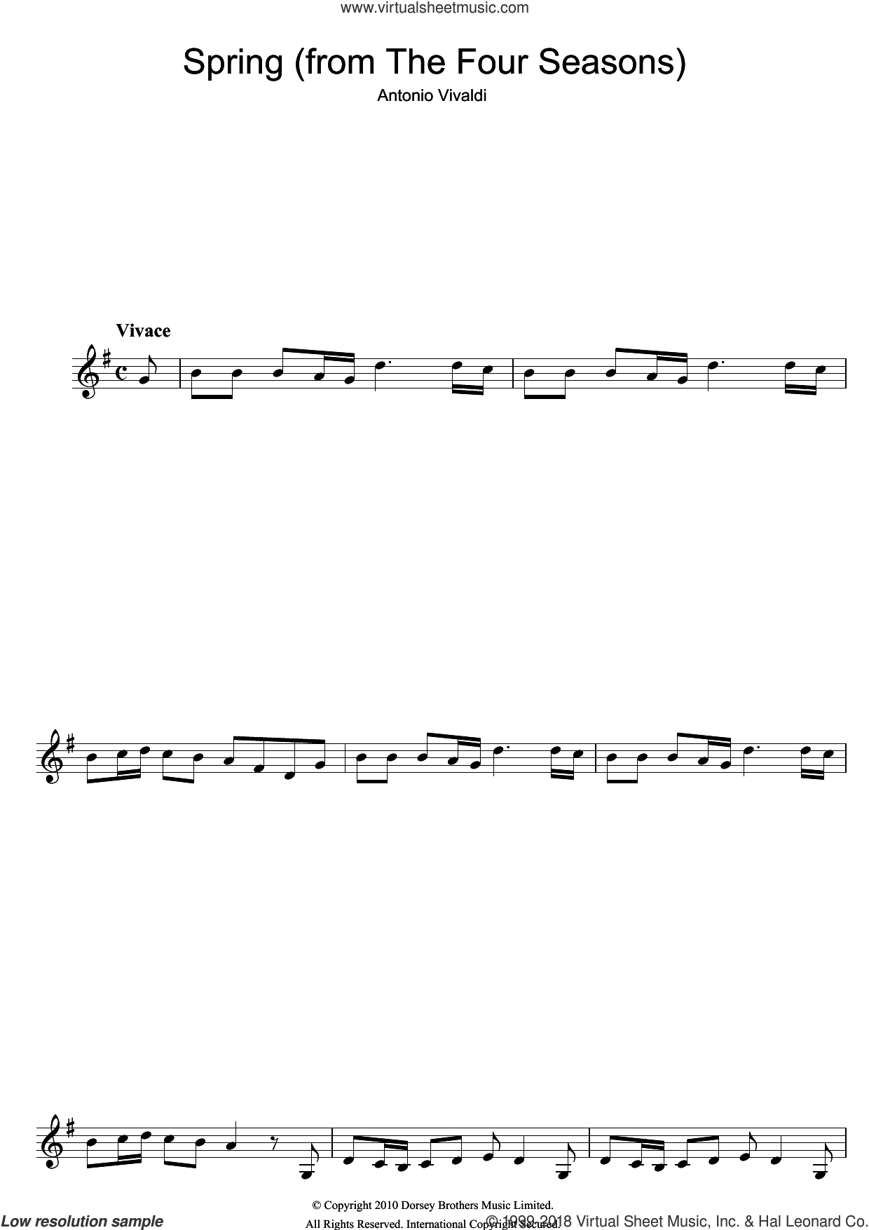 Spring (from The Four Seasons) sheet music for clarinet solo