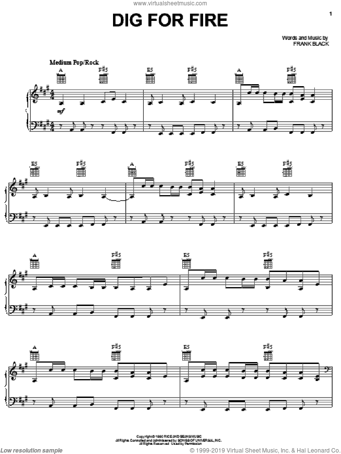 Dig For Fire sheet music for voice, piano or guitar (PDF)