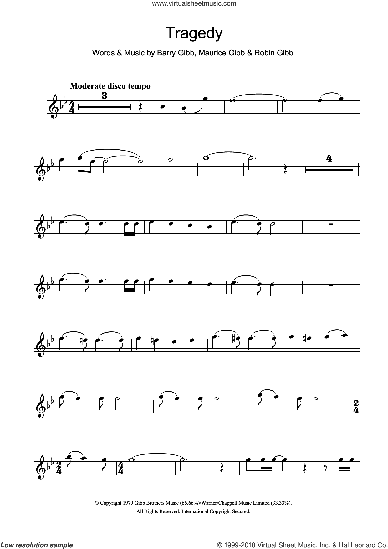 Tragedy sheet music for flute solo (PDF)