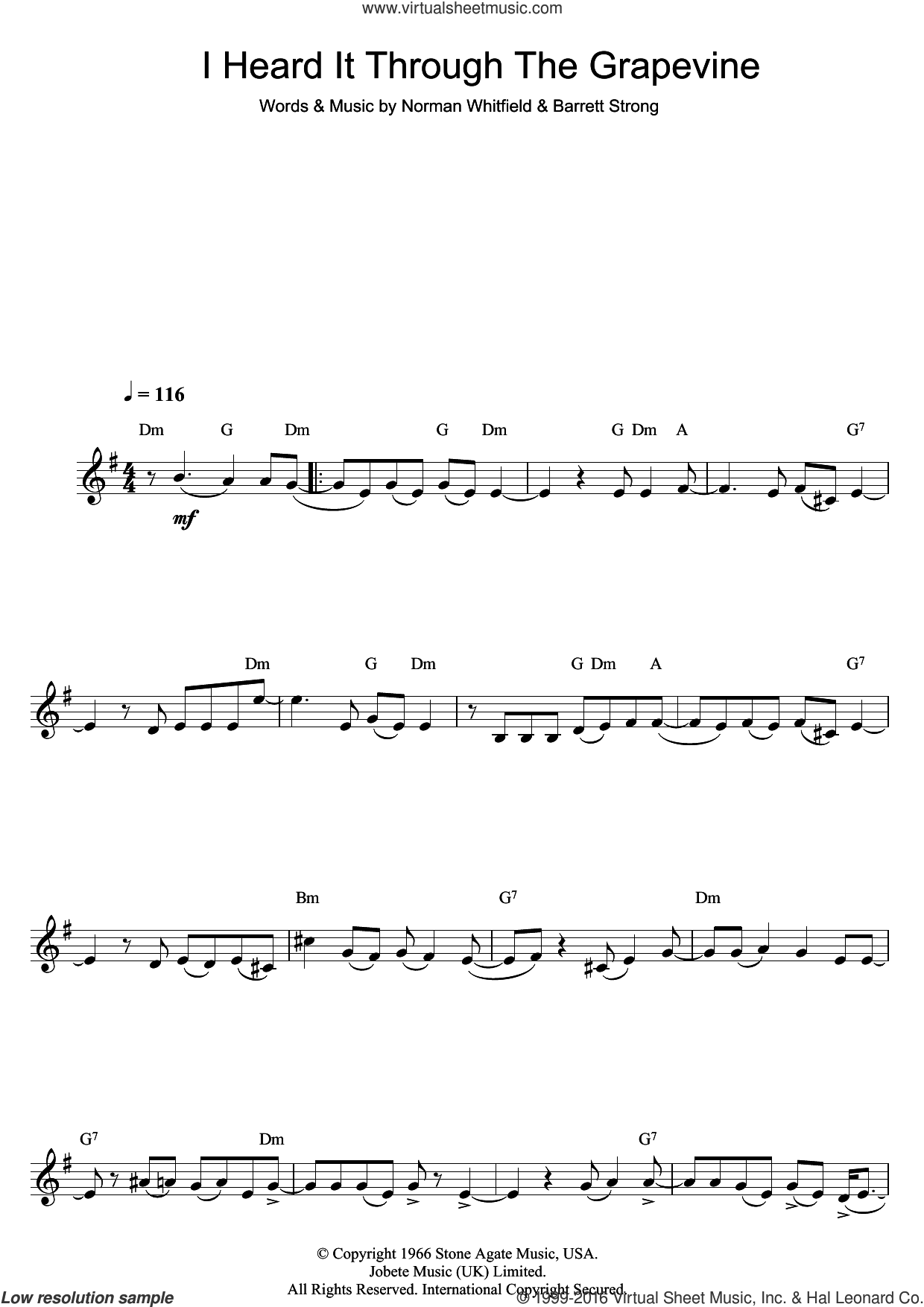 I Heard It Through The Grapevine sheet music for clarinet solo v2