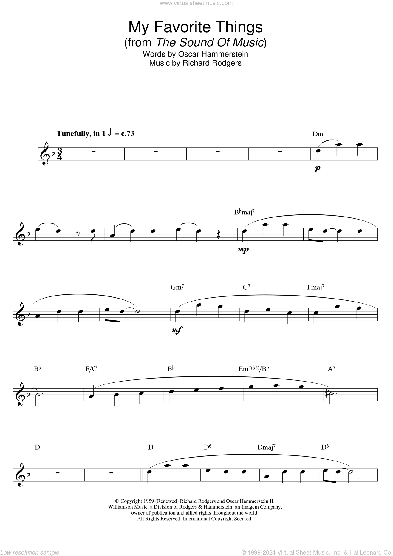 Andrews My Favorite Things From The Sound Of Music Sheet Music For