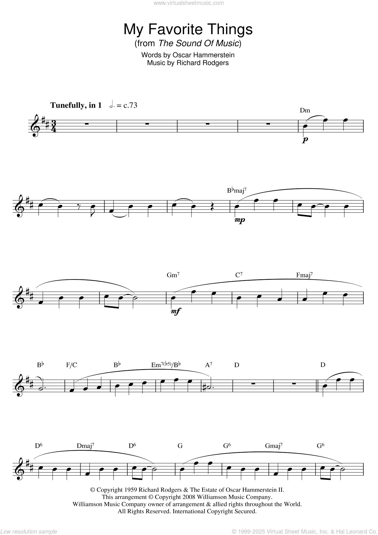 My Favorite Things (from The Sound Of Music) sheet music for saxophone solo