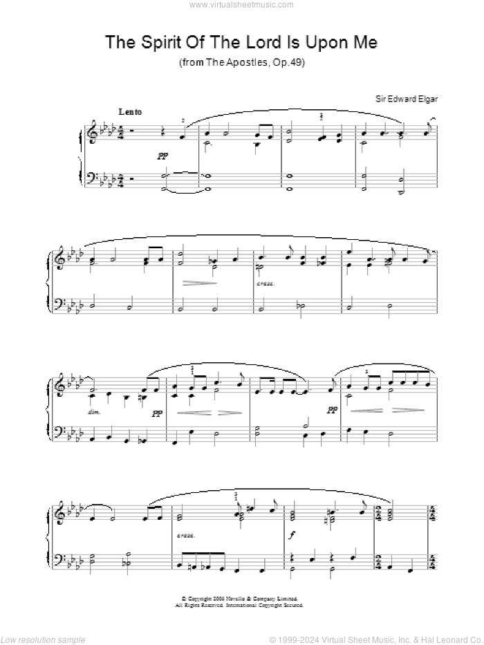 The Spirit Of The Lord Is Upon Me (from The Apostles, Op.49) sheet ...