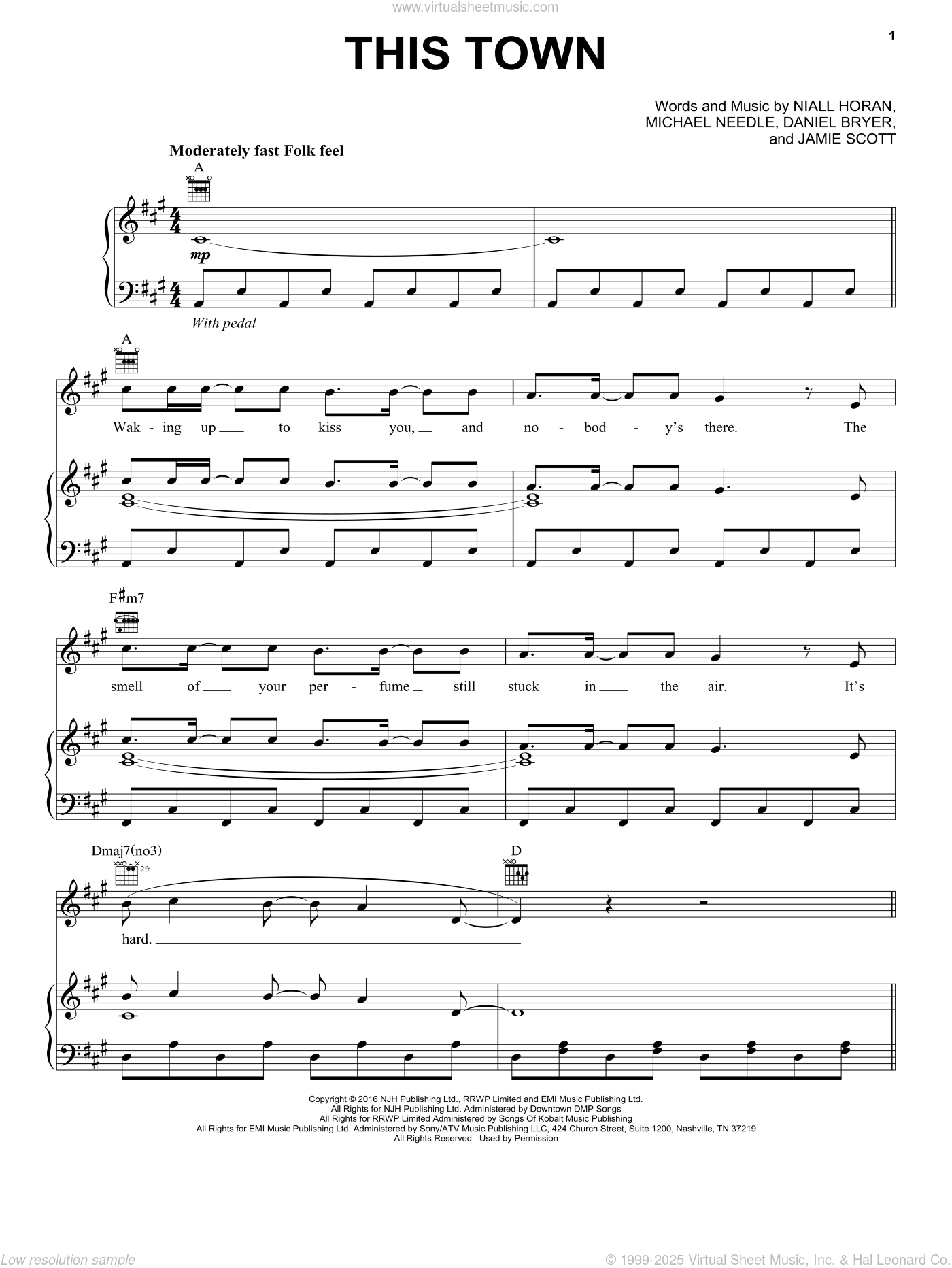 This Town sheet music for voice, piano or guitar (PDF)