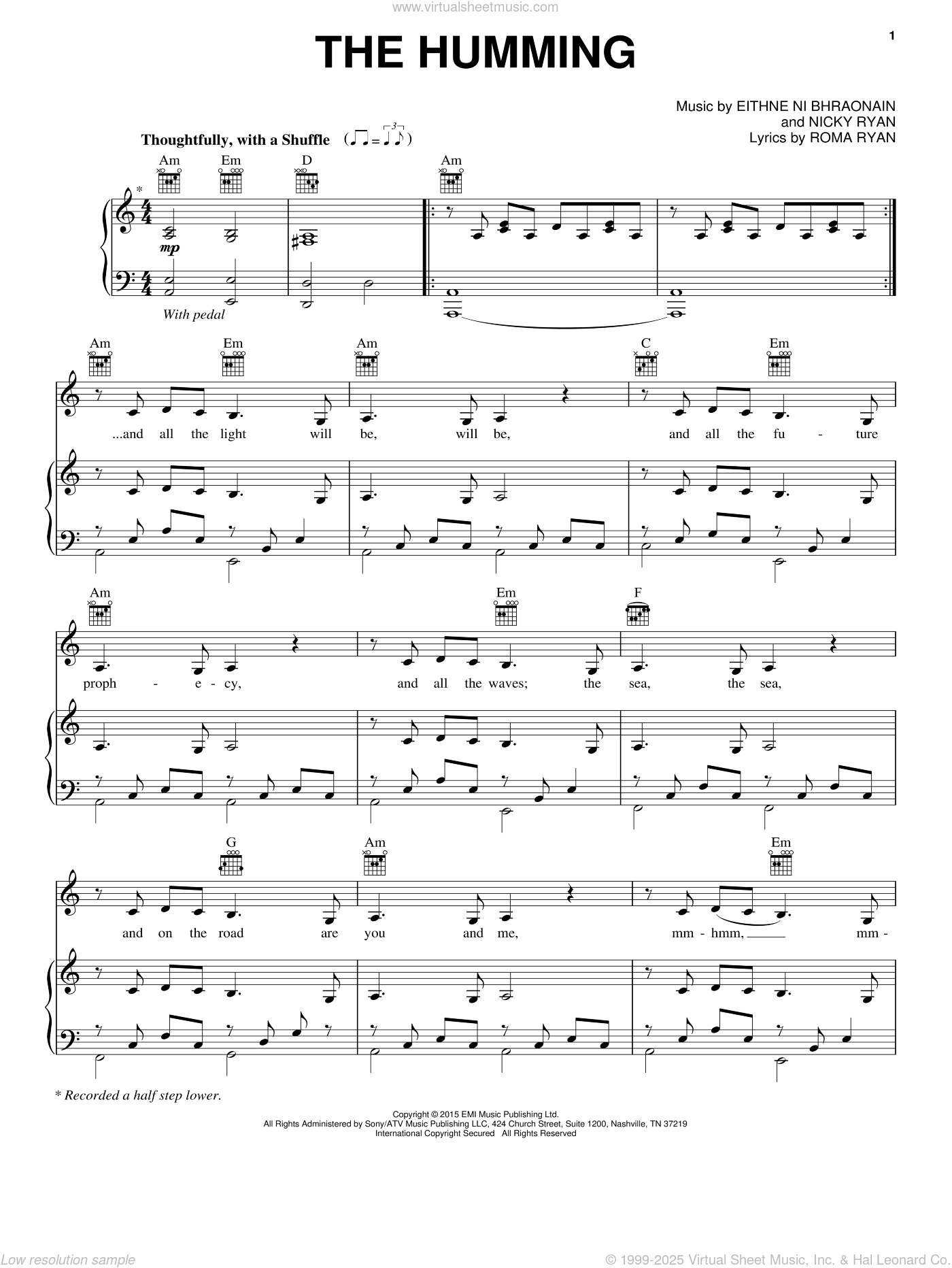 The Humming sheet music for voice, piano or guitar (PDF)