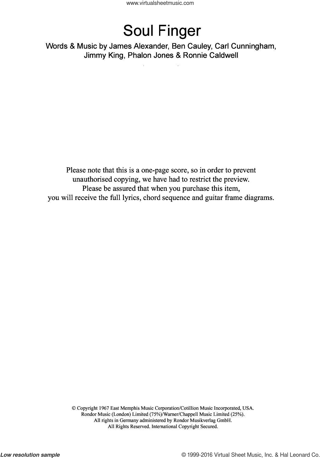 Soul Finger sheet music for guitar (chords) (PDF) v2