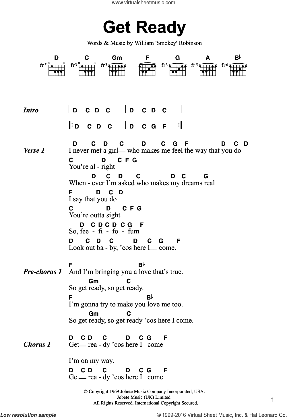 Get Ready sheet music for guitar (chords) (PDF)