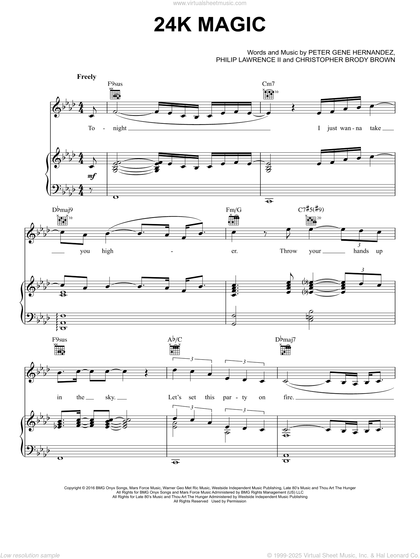 24K Magic sheet music for voice, piano or guitar (PDF)