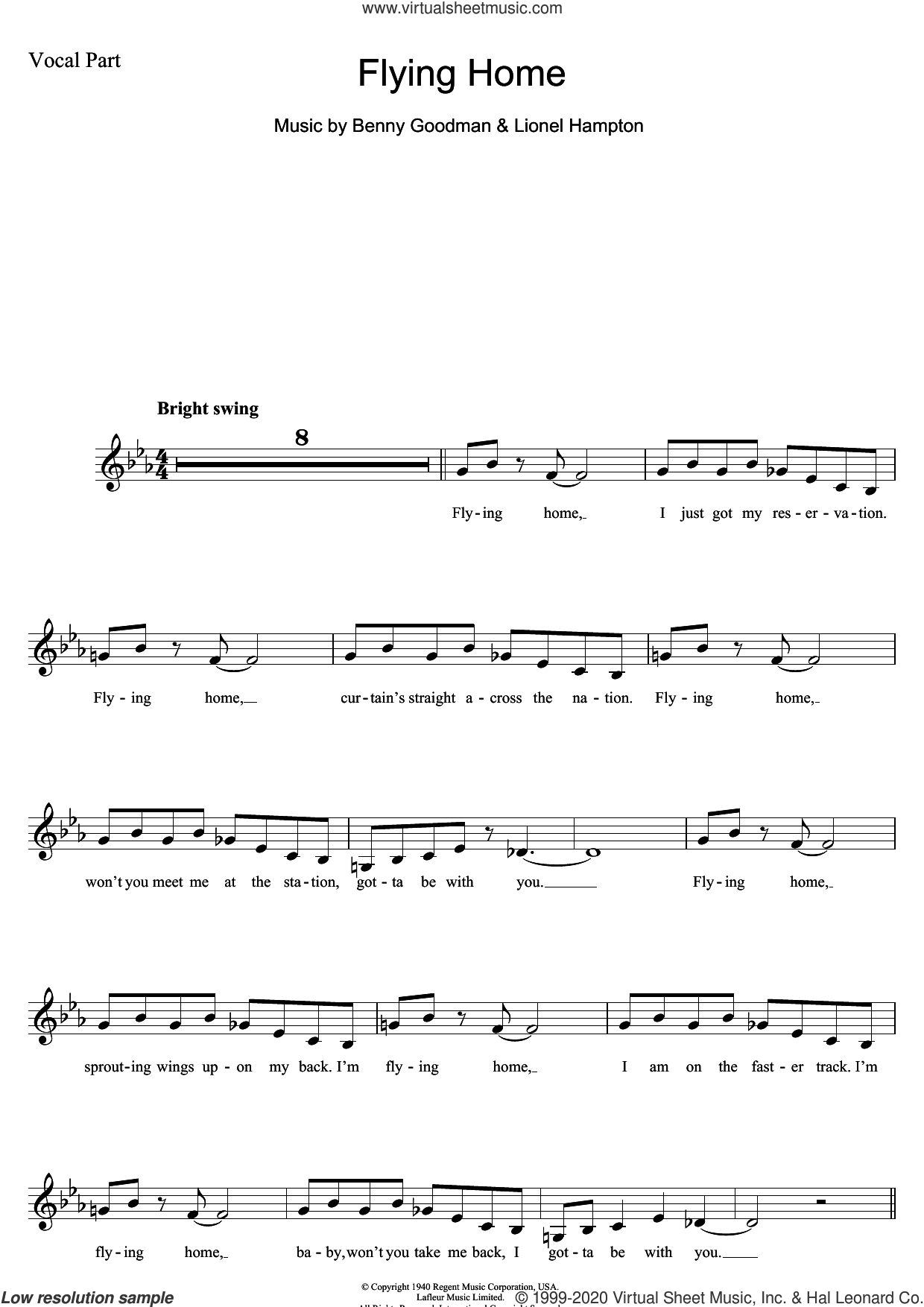 Lionel Hampton: Flying Home sheet music (fake book) (PDF)