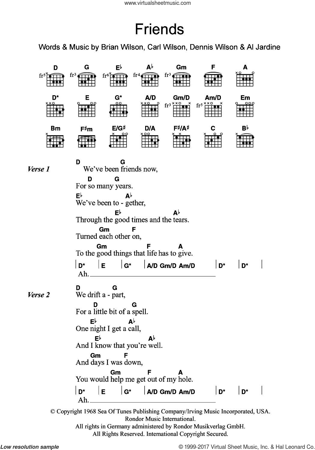 Friends sheet music for guitar (chords) (PDF)