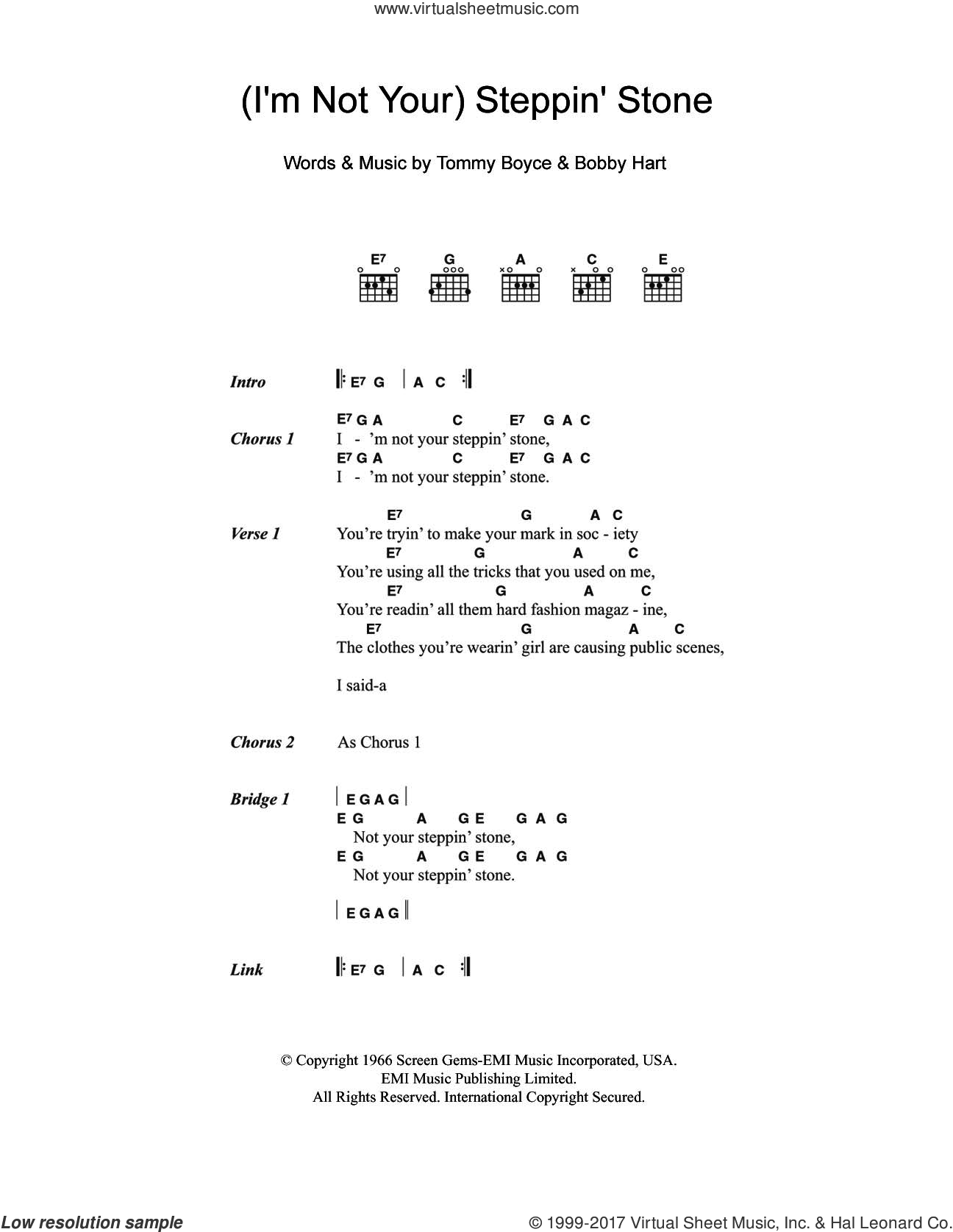 (I'm Not Your) Steppin' Stone sheet music for guitar (chords) v2