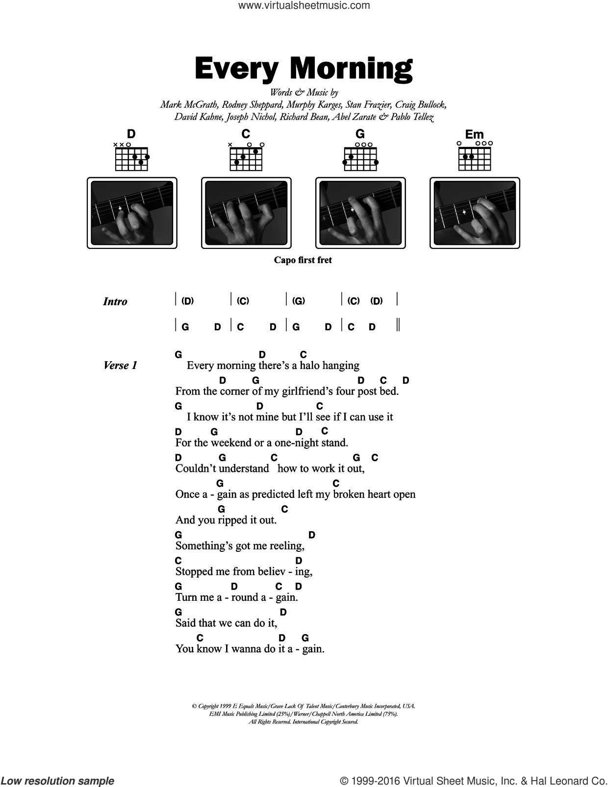 Every Morning sheet music for guitar (chords) (PDF)