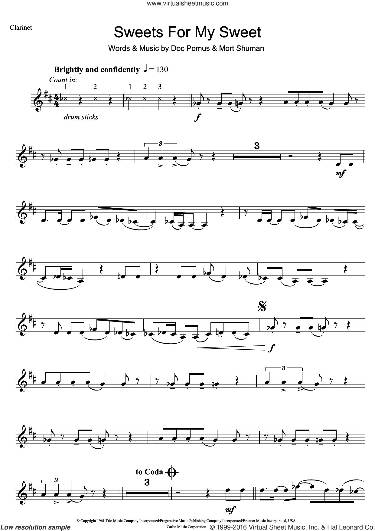 Sweets For My Sweet sheet music for clarinet solo (PDF)