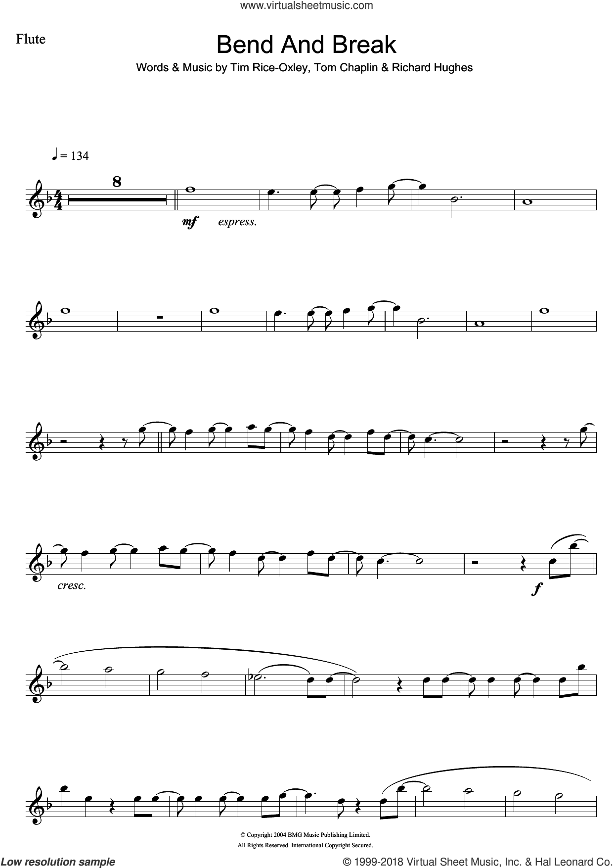 Bend And Break sheet music for flute solo (PDF)
