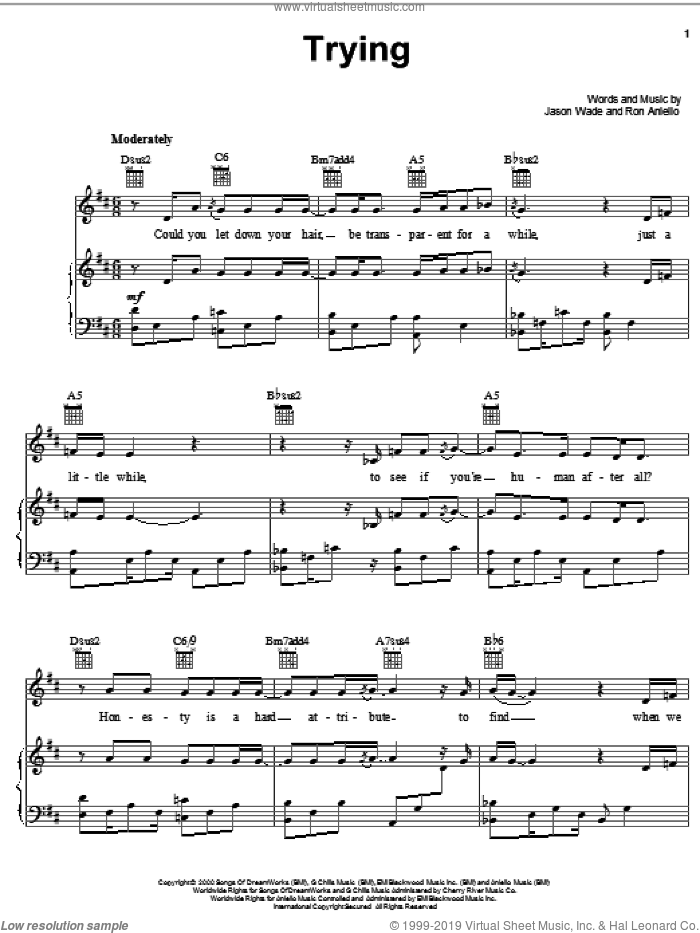 Trying sheet music for voice, piano or guitar (PDF-interactive)