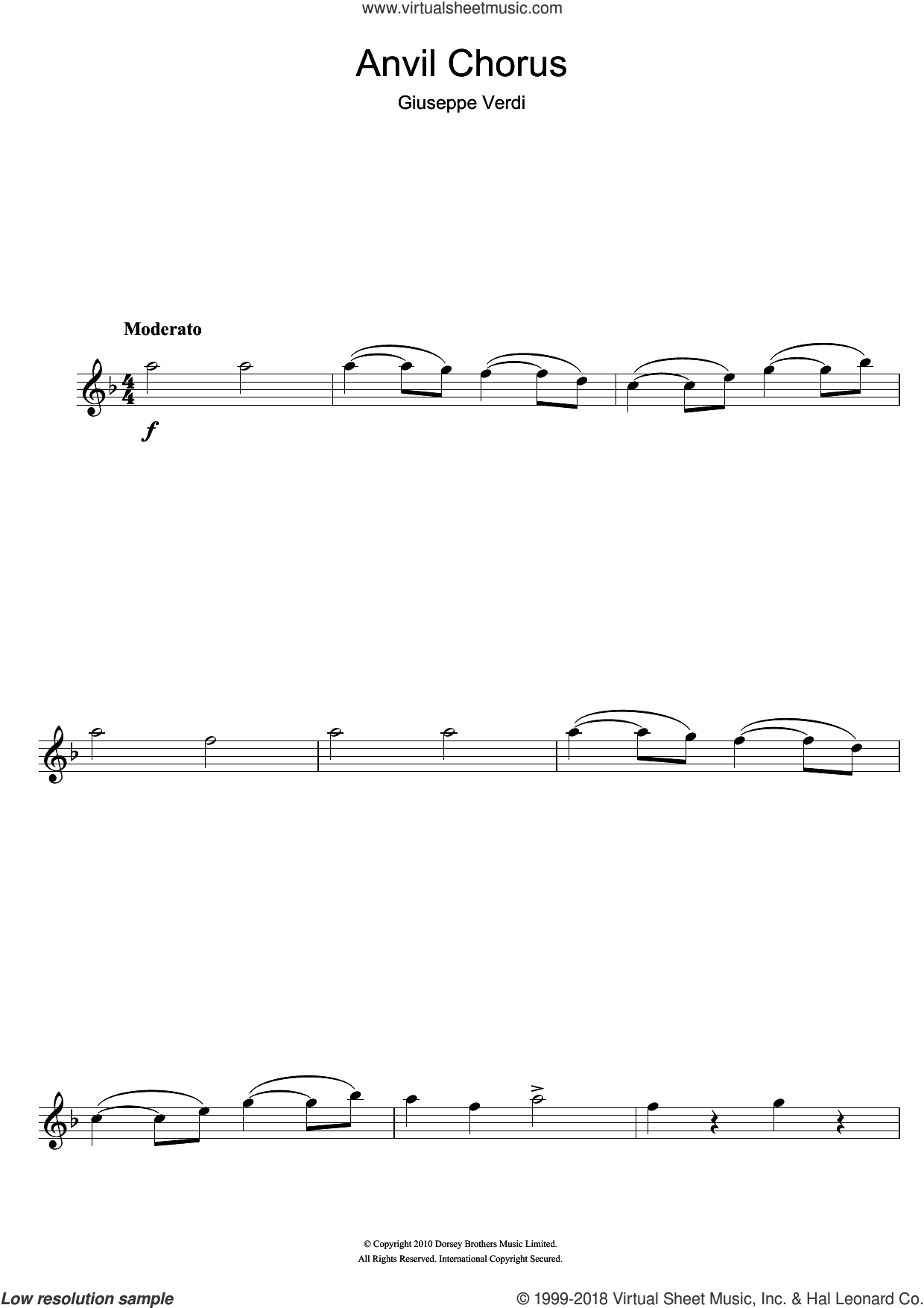 Anvil Chorus (from Il Trovatore) sheet music for flute solo (PDF)