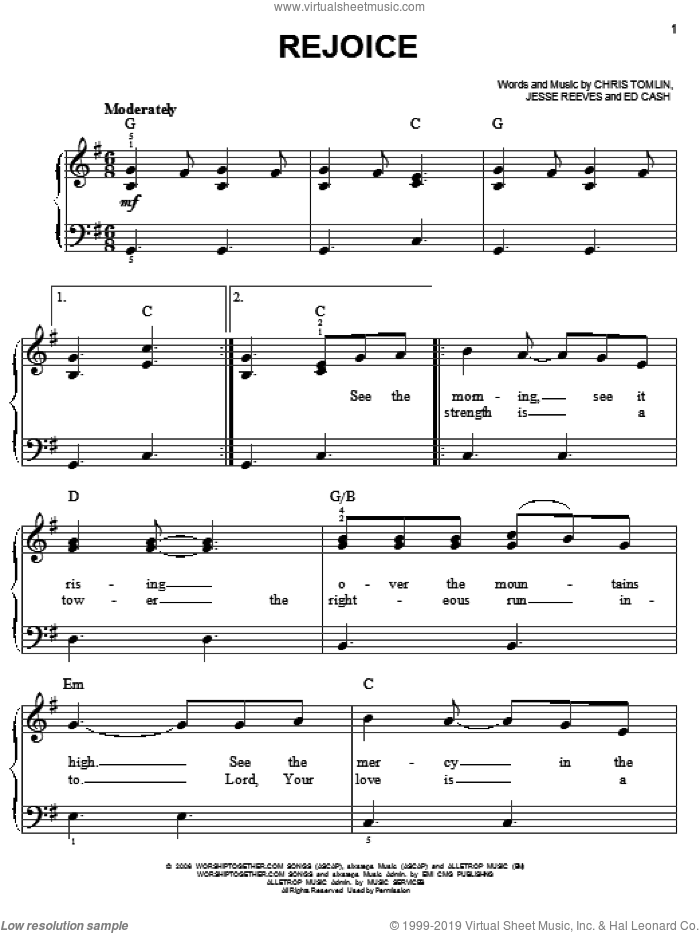 Rejoice sheet music for piano solo (PDF-interactive)