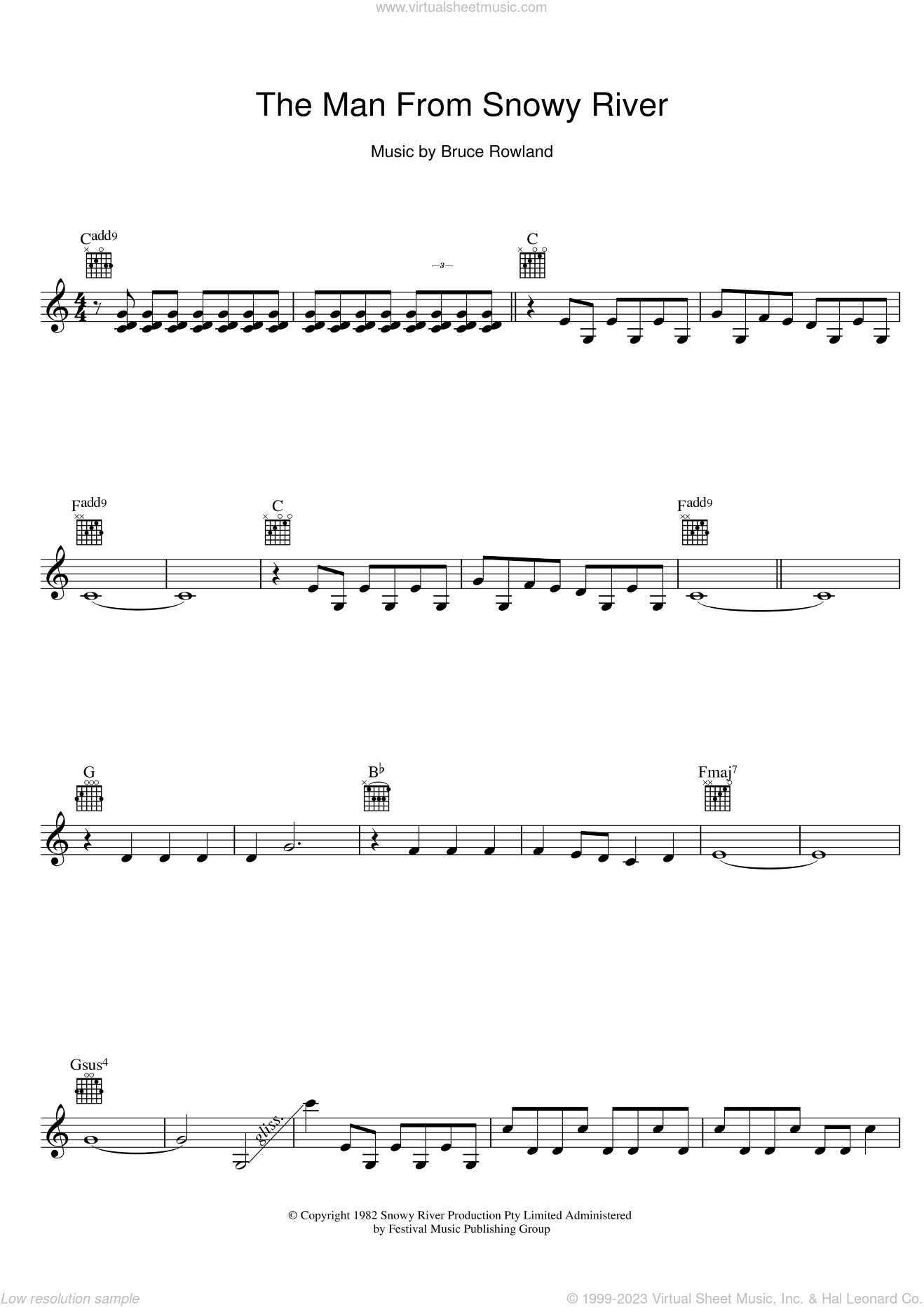 The Man From Snowy River (Title Theme) sheet music (fake book)