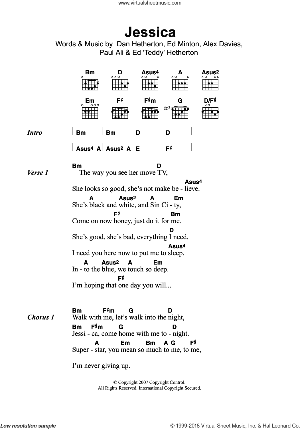 Jessica sheet music for guitar (chords) (PDF)