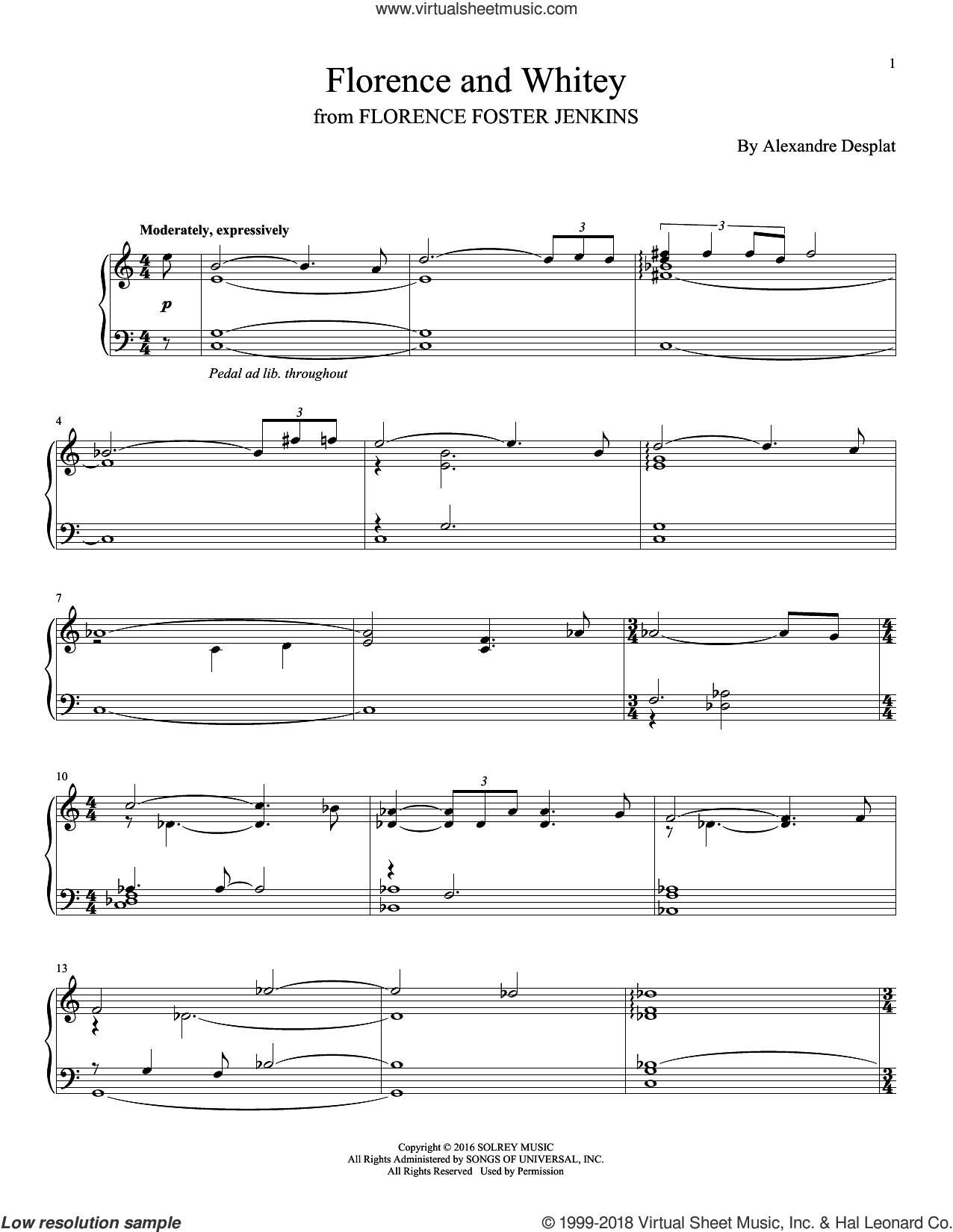 Florence And Whitey sheet music for piano solo (PDF-interactive)