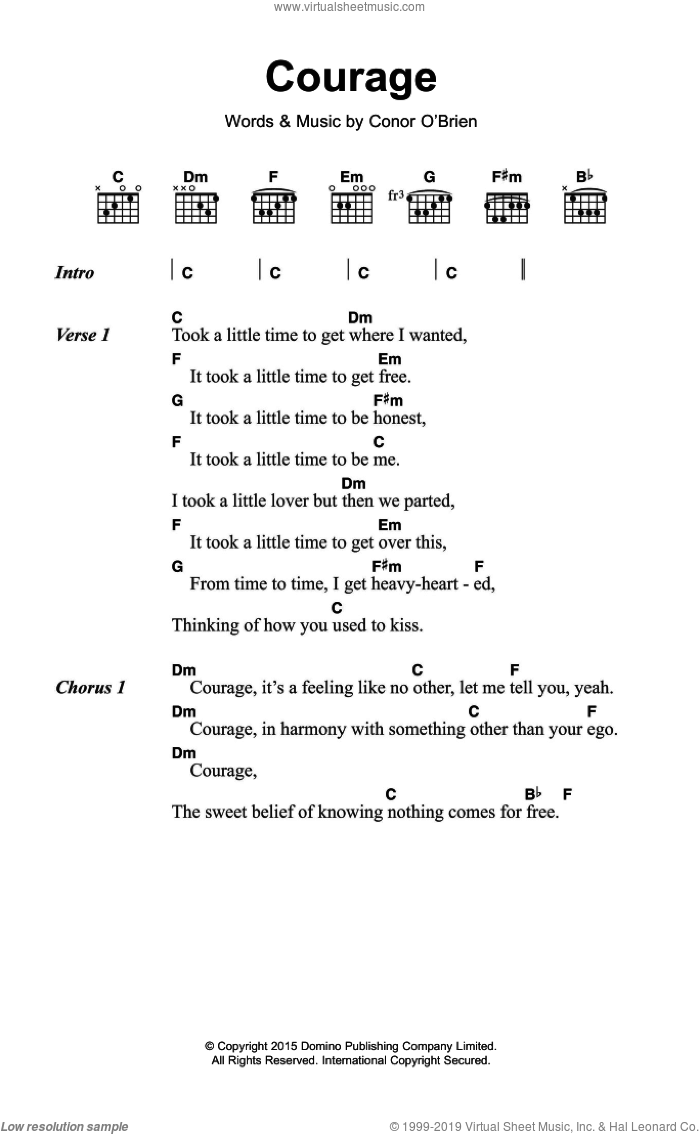 Courage sheet music for guitar (chords) (PDF)