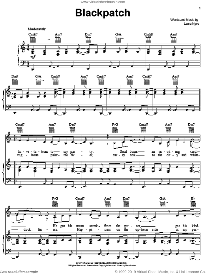 Blackpatch sheet music for voice, piano or guitar (PDF)