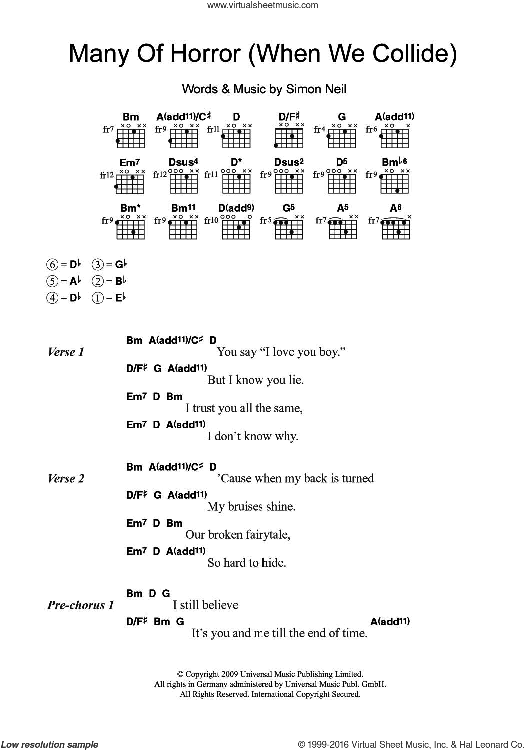 Many Of Horror (When We Collide) sheet music for guitar (chords)