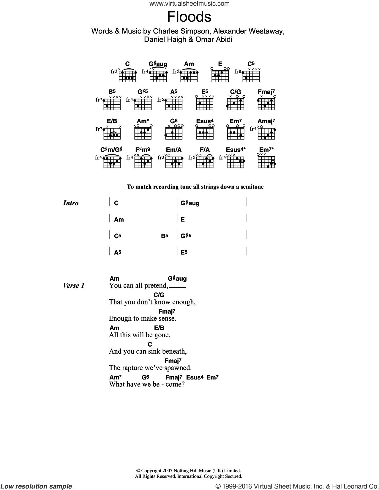 Floods sheet music for guitar (chords) (PDF)