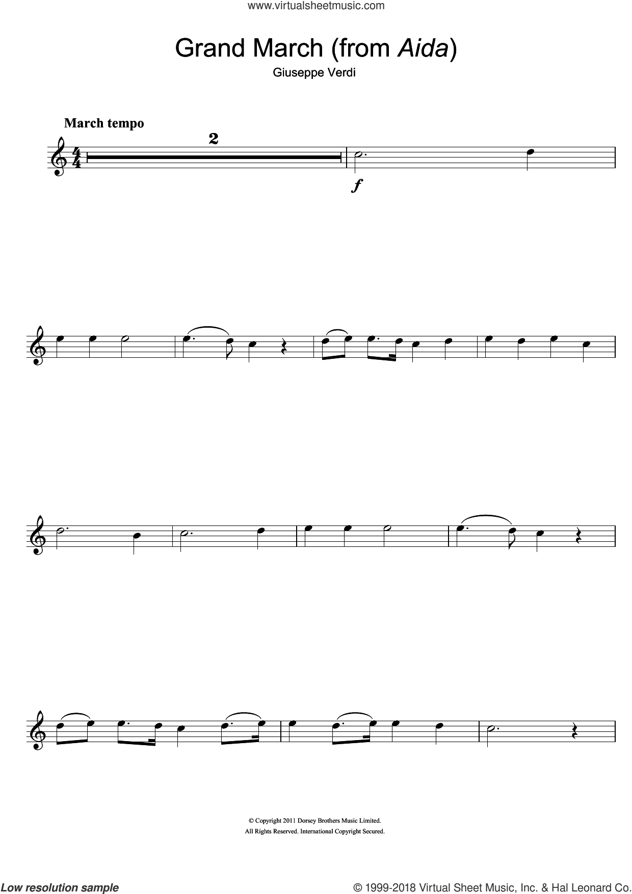 Grand March (from Aida) sheet music for flute solo (PDF)