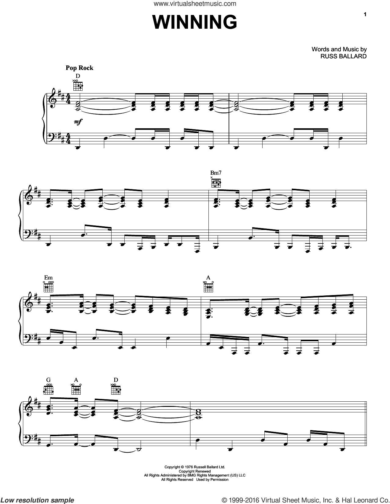 Winning sheet music for voice, piano or guitar (PDF-interactive)