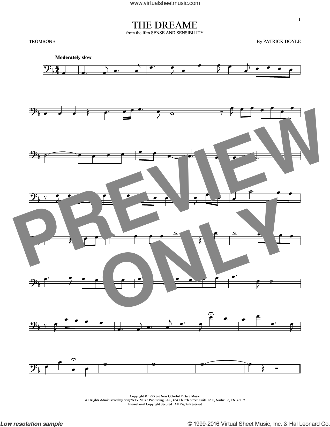 The Dreame sheet music for trombone solo (PDF-interactive)